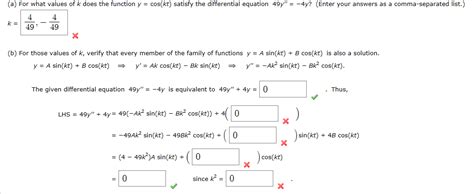 Solved A For What Values Of K Does The Function Y