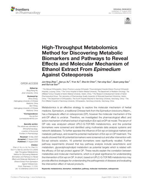 Pdf High Throughput Metabolomics Method For Discovering Metabolic