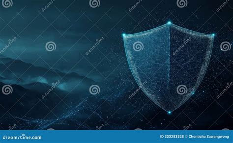 A Digital Shield Graphic Representing Cybersecurity And Protection In A Futuristic Dark Themed
