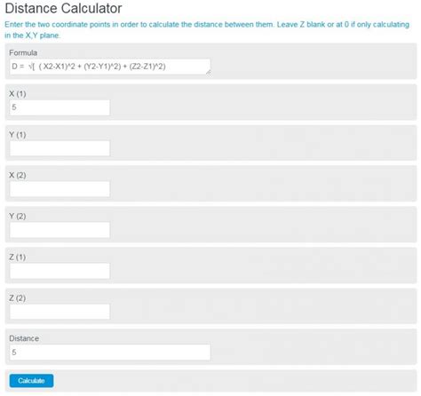 Distance Between Points Calculator Calculator Academy