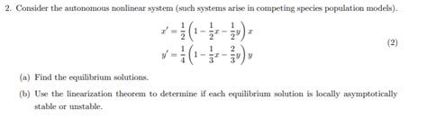 Solved 2 Consider The Autonomous Nonlinear System Such