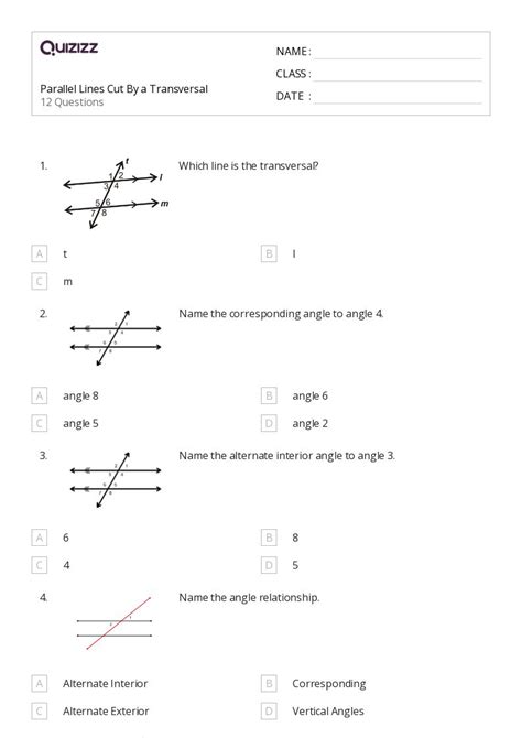 50 Transversal Of Parallel Lines Worksheets On Quizizz Free