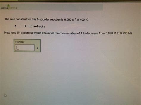 Solved The Rate Constant For This First Order Reaction Is Chegg