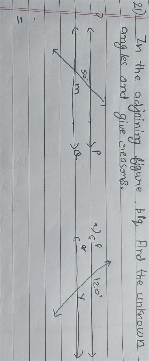 In The Adjoining Figure P And Q Find The Unknown Angles And Give Reason Brainly In