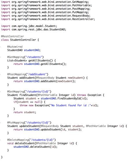 Building Restful Webservices Using Spring Boot With Spring Jdbc Javagyansite