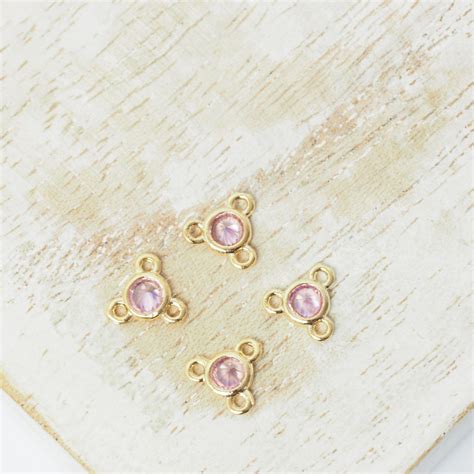 6×6 Mm Little Round Tri Loop Connector Princess Pink X 4 Pcs