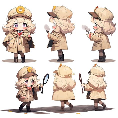 Premium Photo Colorful Female Chibi Kawaii Police Detective Detective