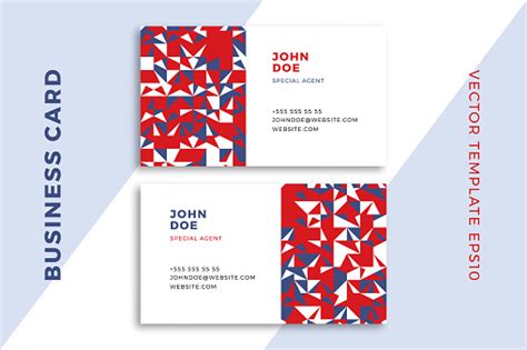 추상적 인 패턴의 현대 명함 템플릿 트렌디 한 기하학적 패턴의 애국적인 기업 문구 모형 샘플 텍스트가있는 깨끗하고 간단한 벡터 편집 가능한 배경 Eps10 개념에 대한 스톡