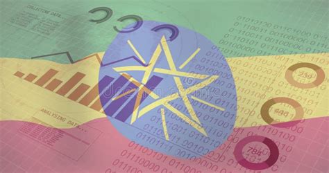 Collecting Data And Binary Coding Image Over Flag Of Ethiopia Stock