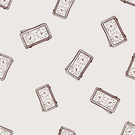 체스 시계는 매끄러운 패턴을 새겼습니다 손으로 그린 스타일의 체스 게임을 위한 복고풍 시계 패브릭 벽지 섬유 인쇄 제목 포장지 벡터 그림에 대한 텍스처 스케치 프리미엄 벡터