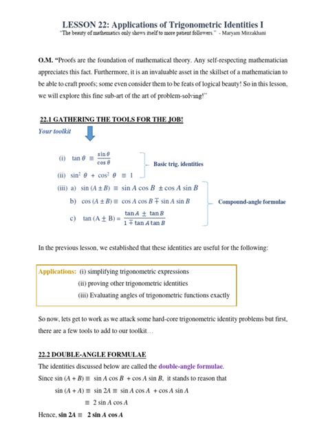 Addmathlesson 5th Form Term 1 Lesson 22 Applications Of Trigonometric Identities I