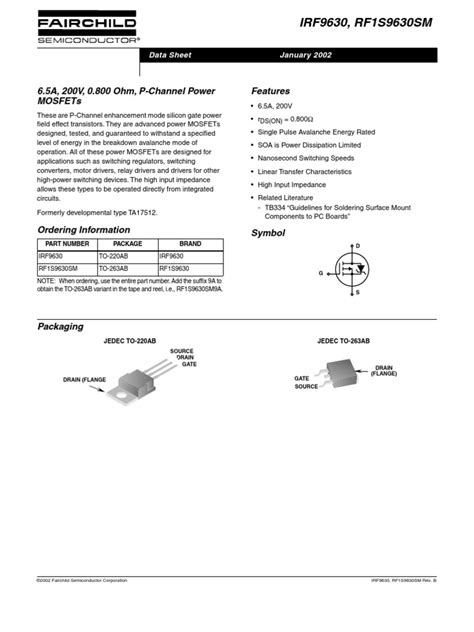 Irf9630 Download Free Pdf Field Effect Transistor Mosfet