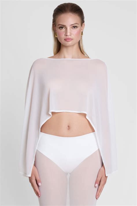 Imogen Sheer Mesh Cape White Leau