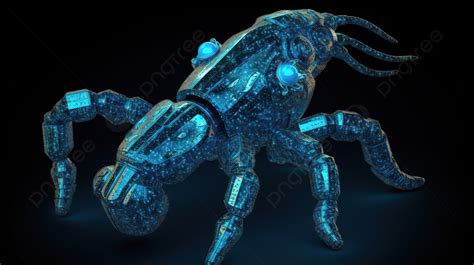 푸른 빛이 비추는 푸른 전갈 전갈 자리 조디악 표지판의 3d 그림은 반짝이고 빛나는 파란색 전갈 자리 조디악 표지판 고화질 사진 사진 배경 일러스트 및 사진 무료