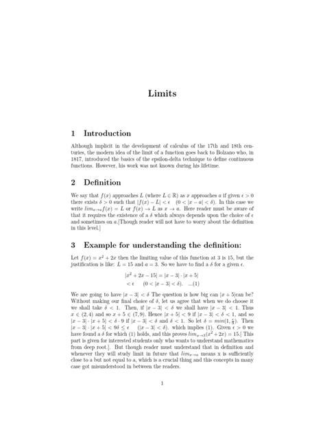 Short Notes Limits Pdf Mathematics Mathematical Analysis