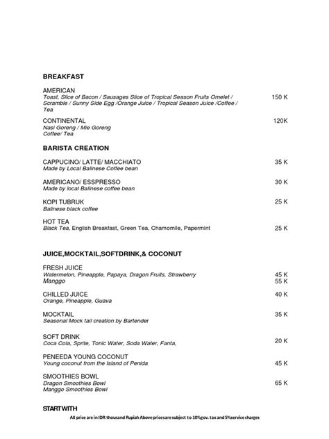 Contoh Menu Paket Pdf