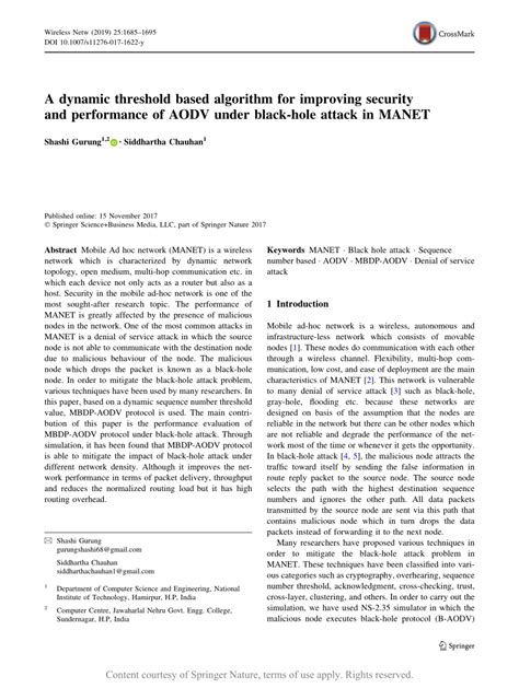 a dynamic threshold based algorithm for improving security and