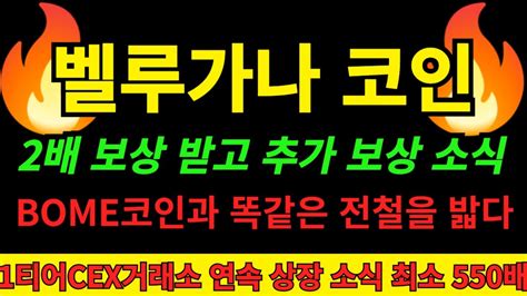 벨루가나 코인 2배 보상 플러스 추가 보상 소식까지 북오브밈코인 봉크코인과 똑같은 패턴 1티어 Cex거래소 바이낸스 코인