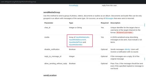 [telegram] sendmediagroup 400 bad request for documents array or mix · issue 650