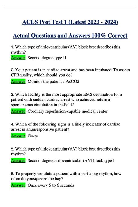 Acls Post Test 1 Latest 2024 Questions And Answers