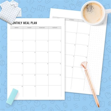 Download And Print Monthly Menu Template Free Printable Free Pdf