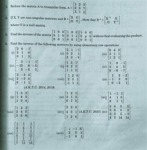 1 2 3 Reduce The Matrix A To Triangular Form A 257 If X Y Are Non Si