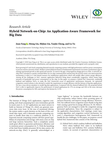 Pdf Hybrid Network On Chip An Application Aware Framework For Big Data