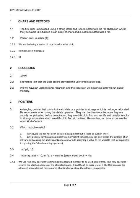 Cos1512 May June2017 P1 Solution 1chars And Vectors 1 The First Char Is Initialised Using A