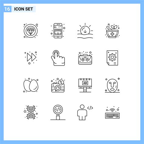 16 Thematic Vector Outlines And Editable Symbols Of Right Arrow Nature Signaling Medicine