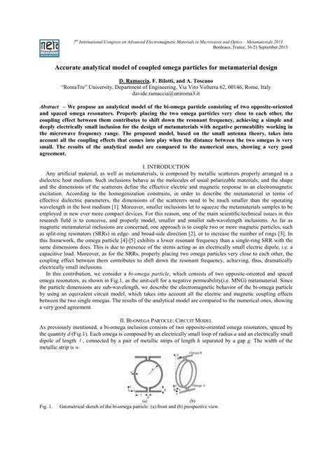 Pdf Accurate Analytical Model Of Coupled Omega Particles For