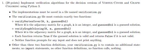 1 20 Points Implement Verification Algorithms For