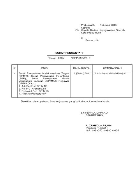 Surat Pengantar Spmt Spp Spmmj Pdf
