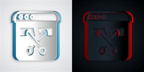 회색과 검은색 배경에서 격리된 랩톱 아이콘의 비디오 레코더 또는 편집기 소프트웨어용지를 잘라냅니다 노트북에서 비디오 편집 종이