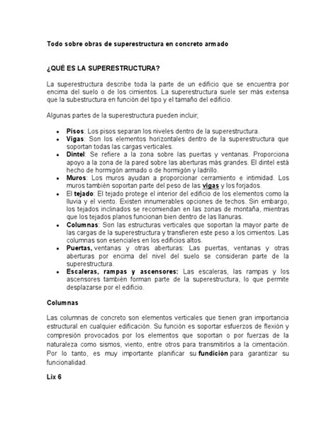 Obra Superestructura Concreto Armado Pdf Viga Estructura Hormigón