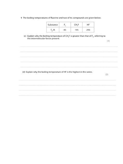 A Level Edexcel Chemistry Topic 2 Bonding Practice Questions Pdf