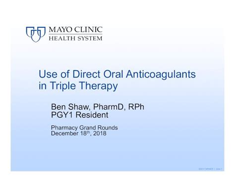 Pdf Use Of Direct Oral Anticoagulants In Triple Therapy · Ischemic