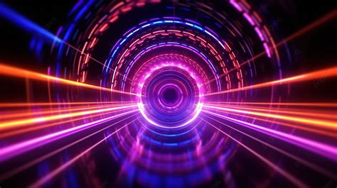 현실적인 기술 네온 테마를 사용하여 생생한 네온 모션 속도 배경의 3d 렌더링 라이트 배너 3d 빛 어두운 배너 배경 일러스트 및 사진 무료 다운로드 Pngtree