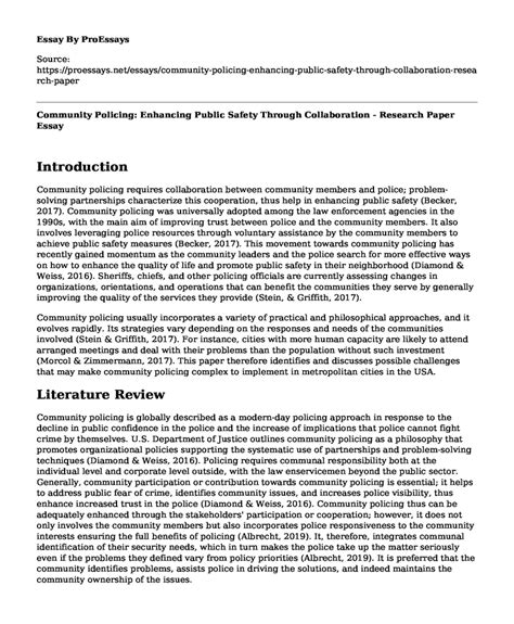 📚 Community Policing Enhancing Public Safety Through Collaboration Research Paper Free