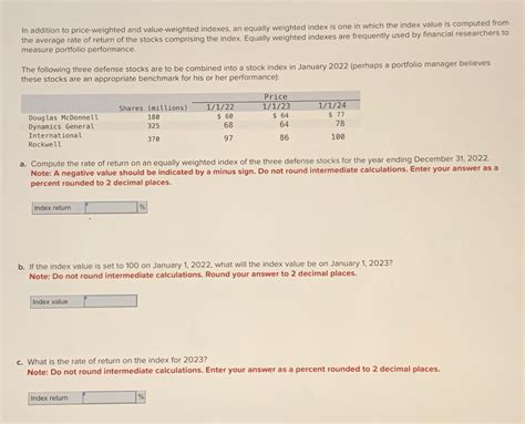 solved in addition to price weighted and value weighted