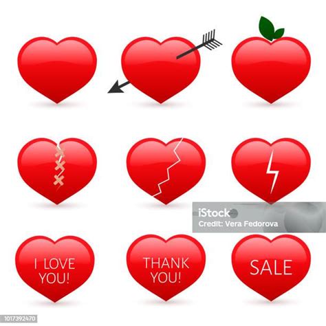 흰색 배경에 고립 9 빨간 하트 아이콘의 집합입니다 발렌타인 데이 벡터 컬렉션입니다 사랑 이야기 기호입니다 디자인 서식 파일을 편집 하 게 쉬운 2월에 대한 스톡 벡터 아트