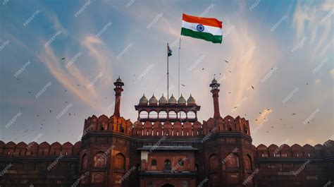 Premium Photo Indian Independence Day The Red Fort Bedecked With The