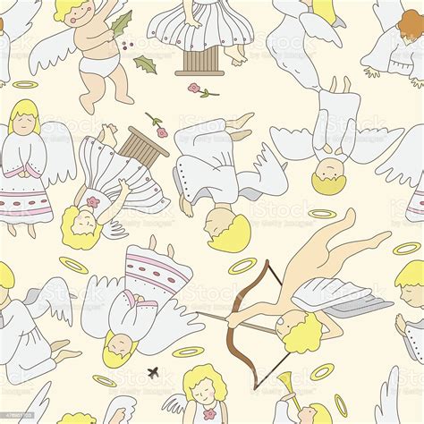 Seamless Angel Pattern Stock Illustration Download Image Now
