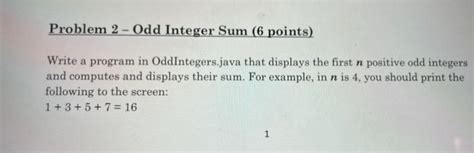 Solved Write A Program In OddIntegers Java That Displays The Chegg
