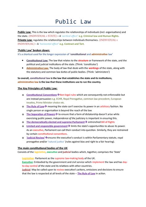 Public Law Notes Public Law Public Law This Is The Law Which Regulates The Relationships Of