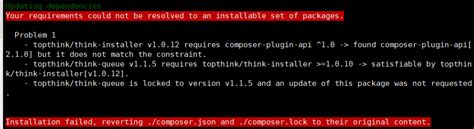 Composer提示Installation failed reverting composer json and