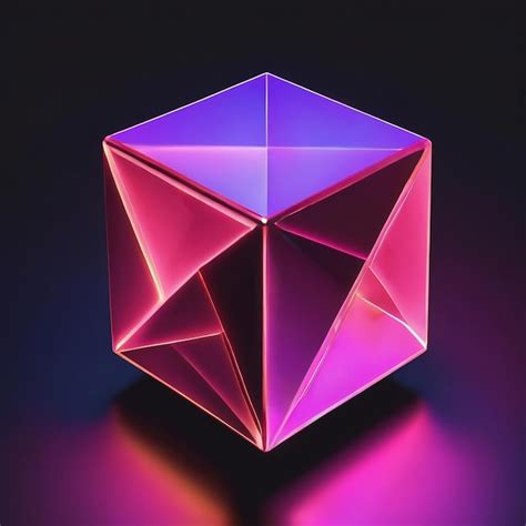 Premium Photo 3d Rendering Glowing Triangle Cube With Dark Background