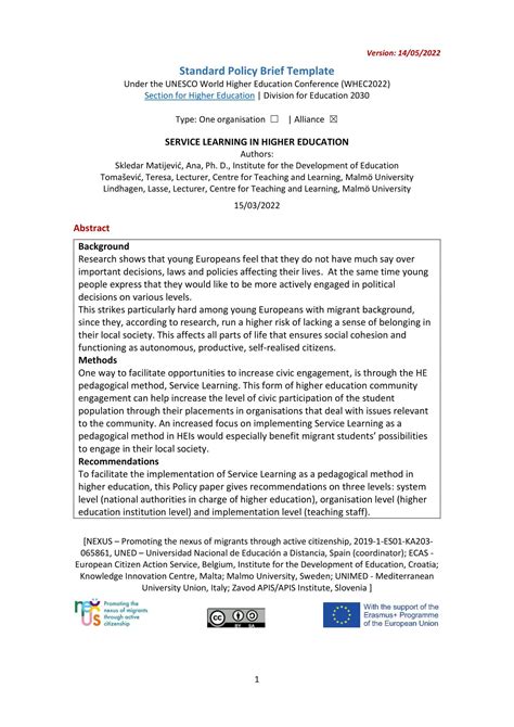 Free Printable Policy Brief Templates Word Pdf Example