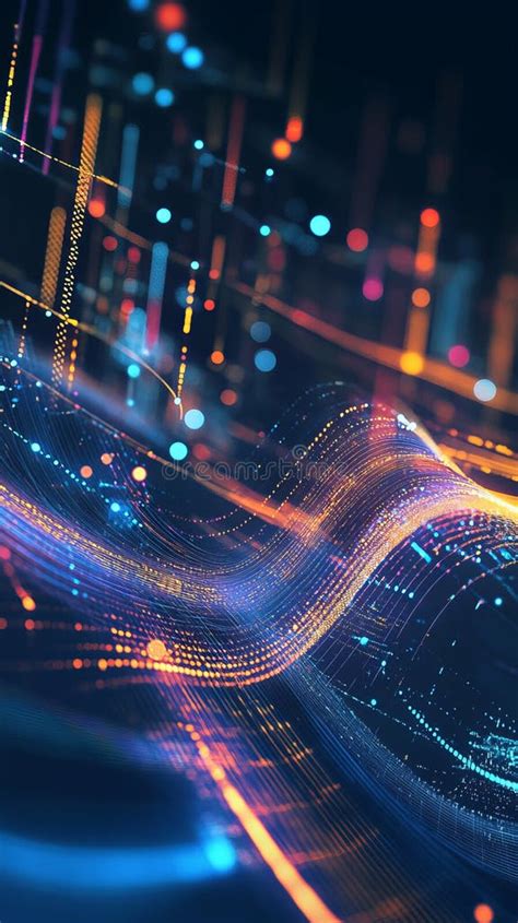 Immersive Digital Waveform The Future Of Technology And Visual Data Representation Stock