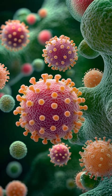 Microscopic World Vibrant Explosion Of Colorful Cellular Structures Detailed Textures Stock