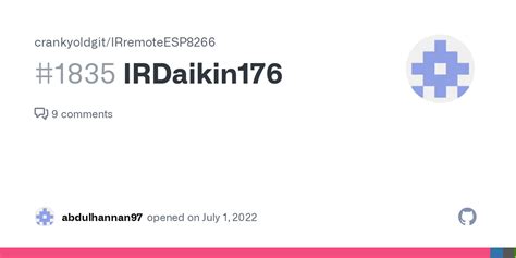 irdaikin176 · issue 1835 · crankyoldgit irremoteesp8266 · github